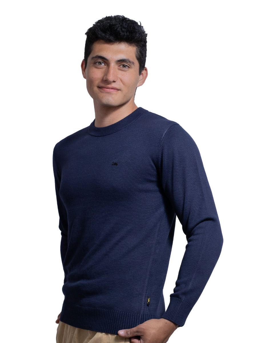 Suéter liso color azul marino, marca LEE para caballero. – Makio store mx