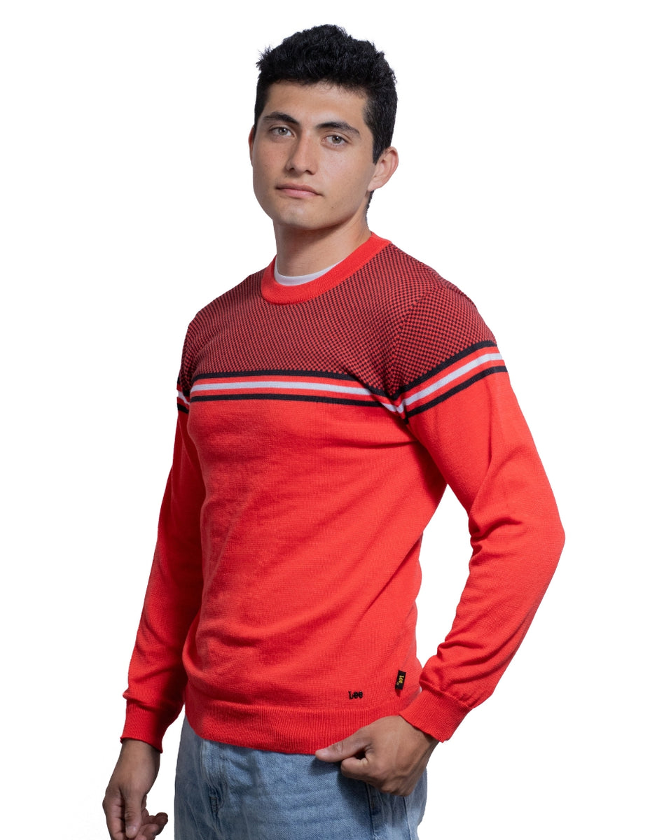 Suéter ligero para caballero en color rojo, marca LEE. – Makio store mx